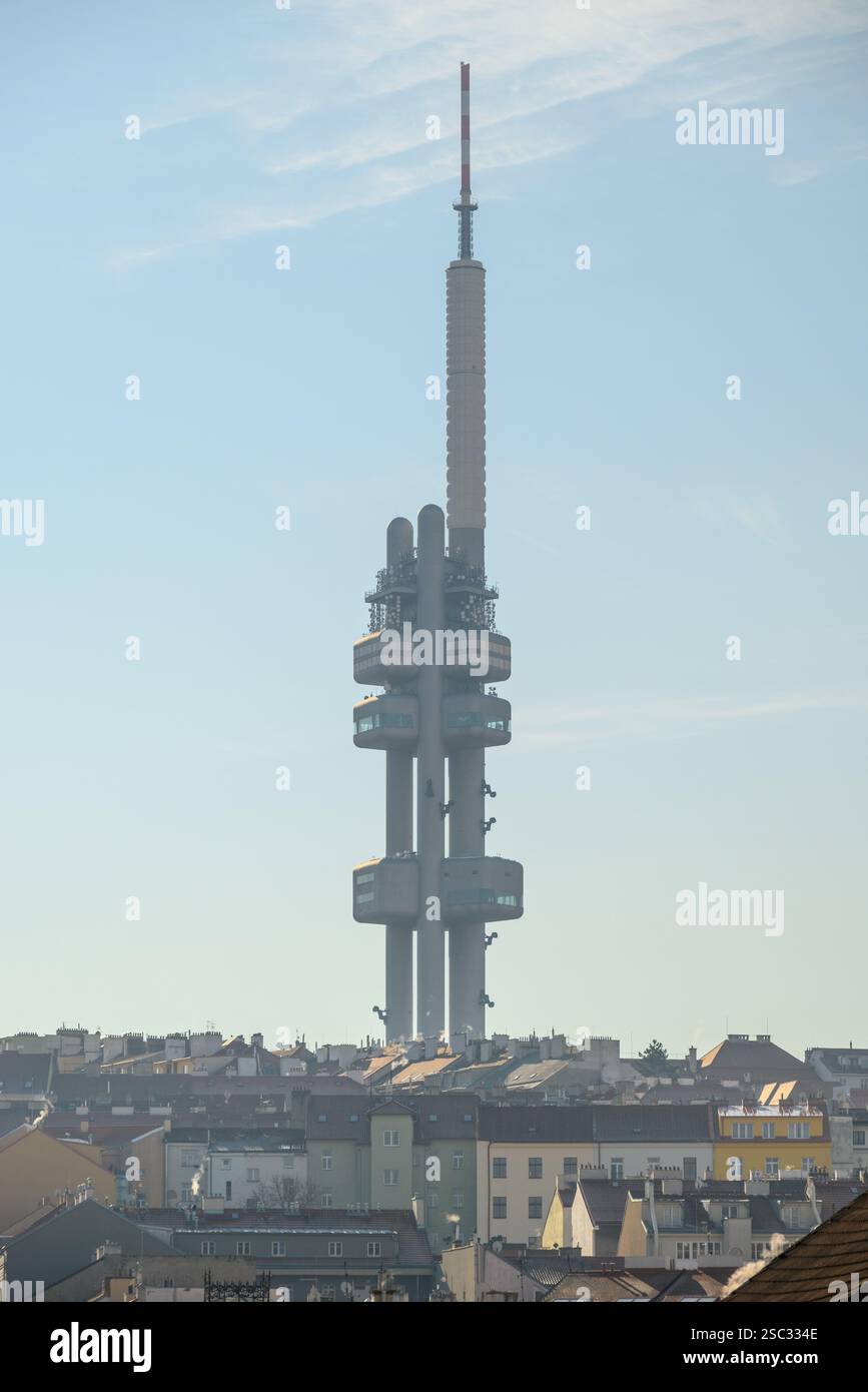 Zizkov television and observation tower in Zizkov District in Prague ...