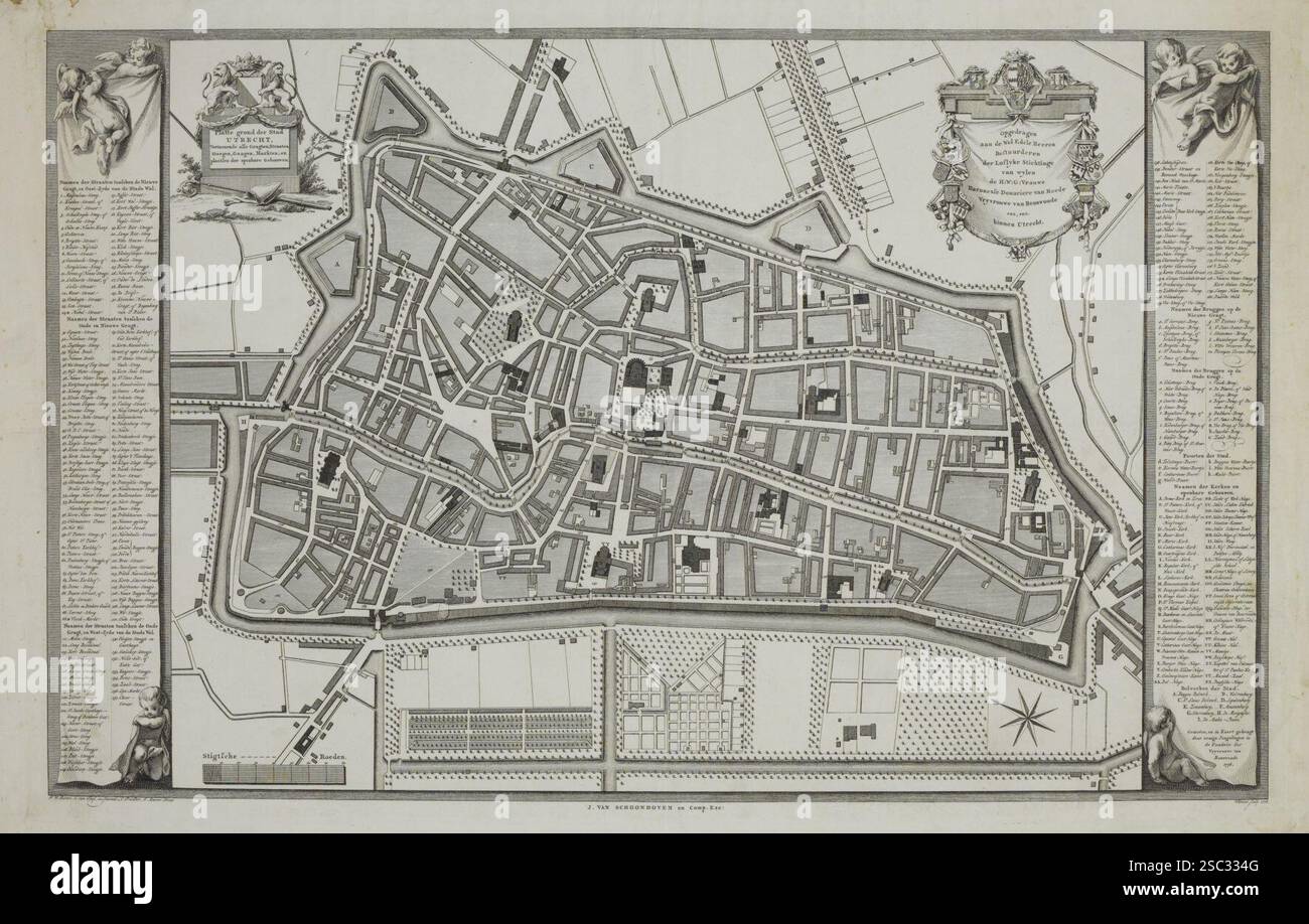 Plattegrond van de stad Utrecht met directe omgeving; met weergave van ...