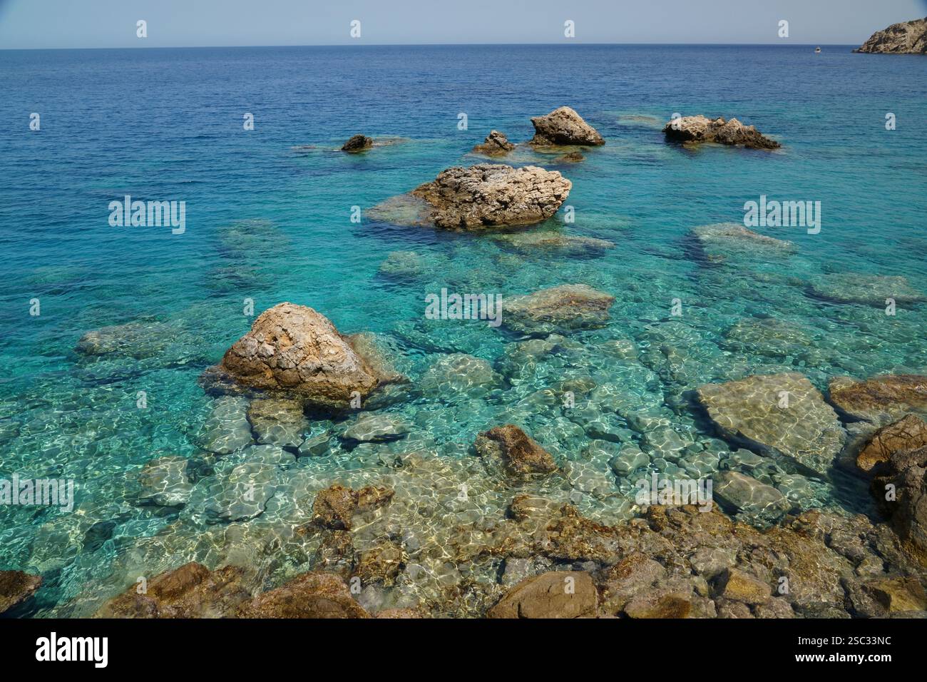 The Greek island of Karpathos surrounded by the Mediterranean Sea Stock ...