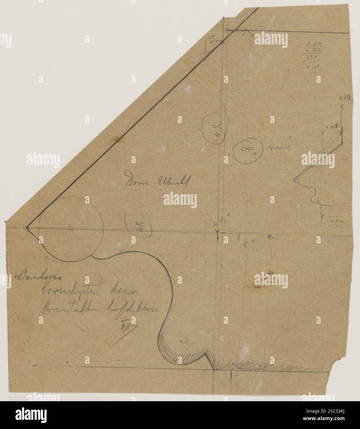 Doorsnede van de bovenlijsten van de steunberen tegen het koor van de ...