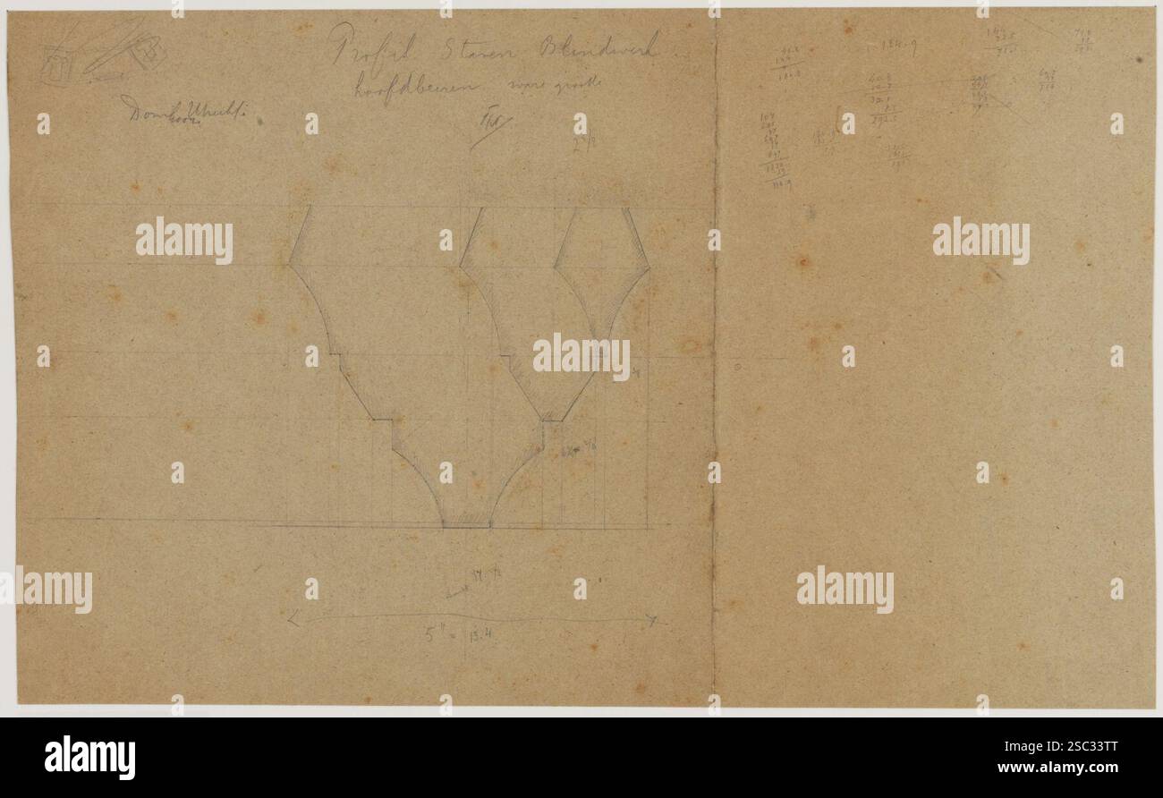 Doorsnede van de steunberen tegen het koor van de Domkerk te Utrecht ...