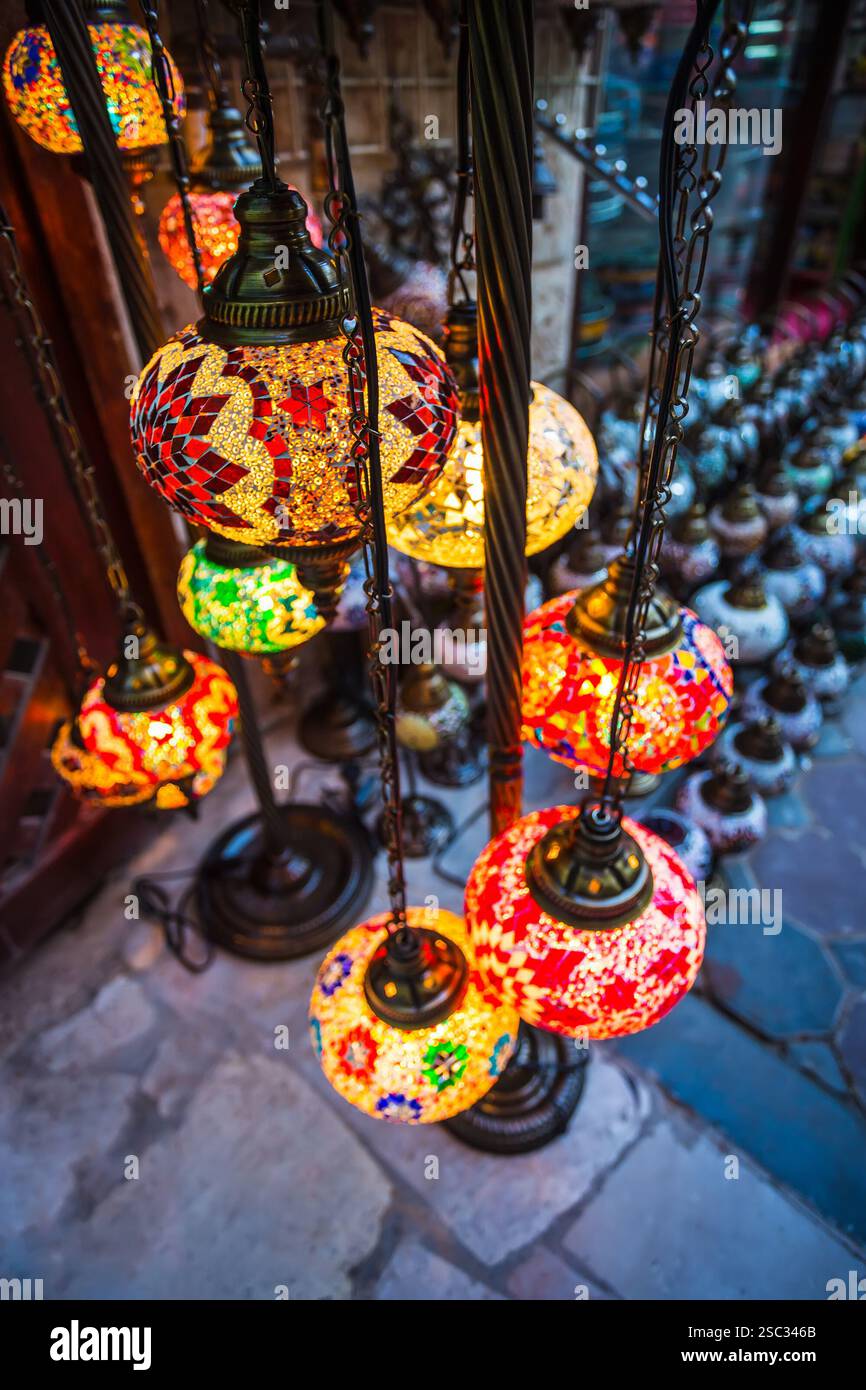 Arab street lanterns in the city of Dubai in the United Arab Emirates ...