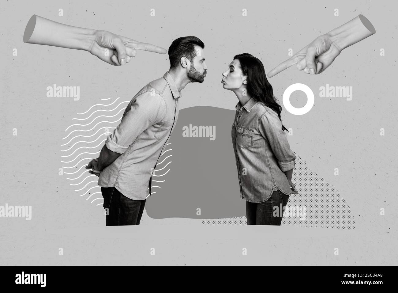 Composite collage artwork photo of two young students boyfriend first ...