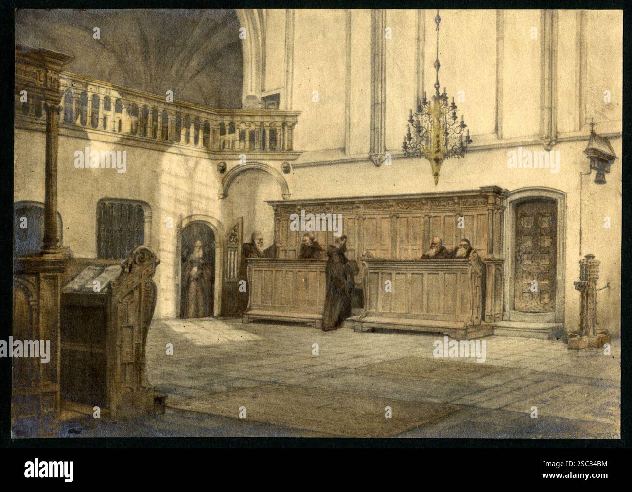 Interieur van de Cunerakerk te Rhenen het koor met links de achterkant ...