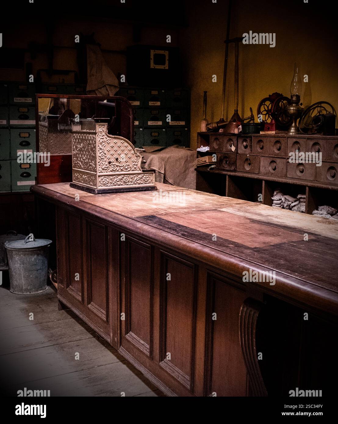 Vintage cash register in an English 1940s style hardware store Stock ...