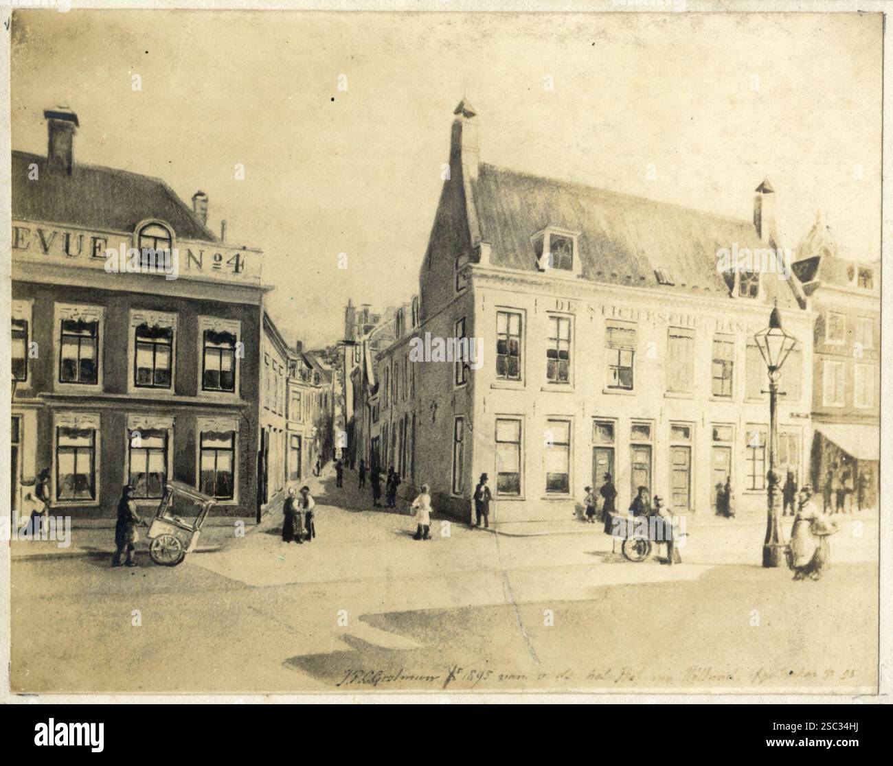 Gezicht op de ingang van de Drieharingstraat te Utrecht met op de ...