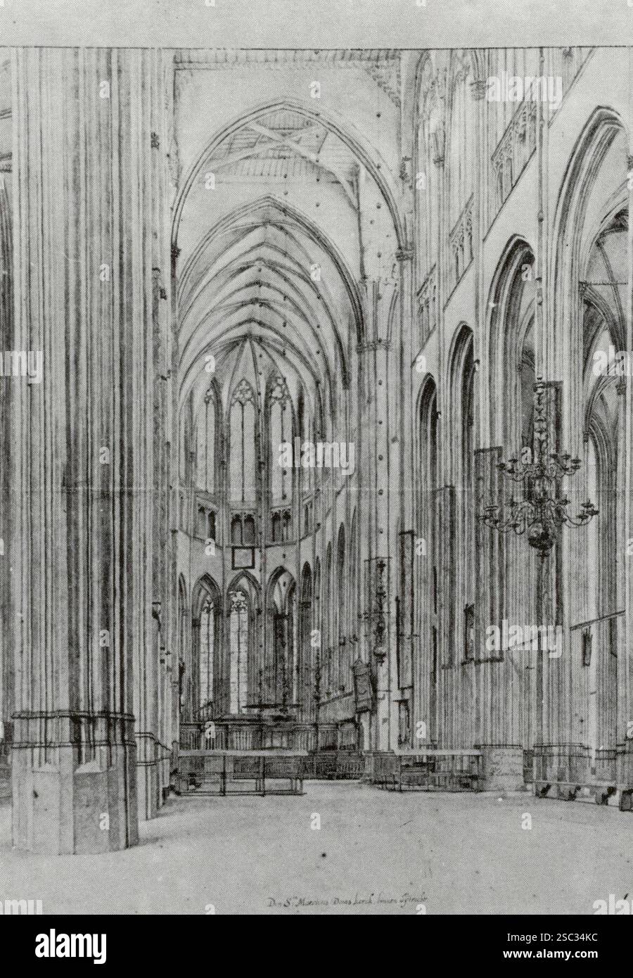 Interieur van de Domkerk te Utrecht schip en koor uit het westen Stock ...
