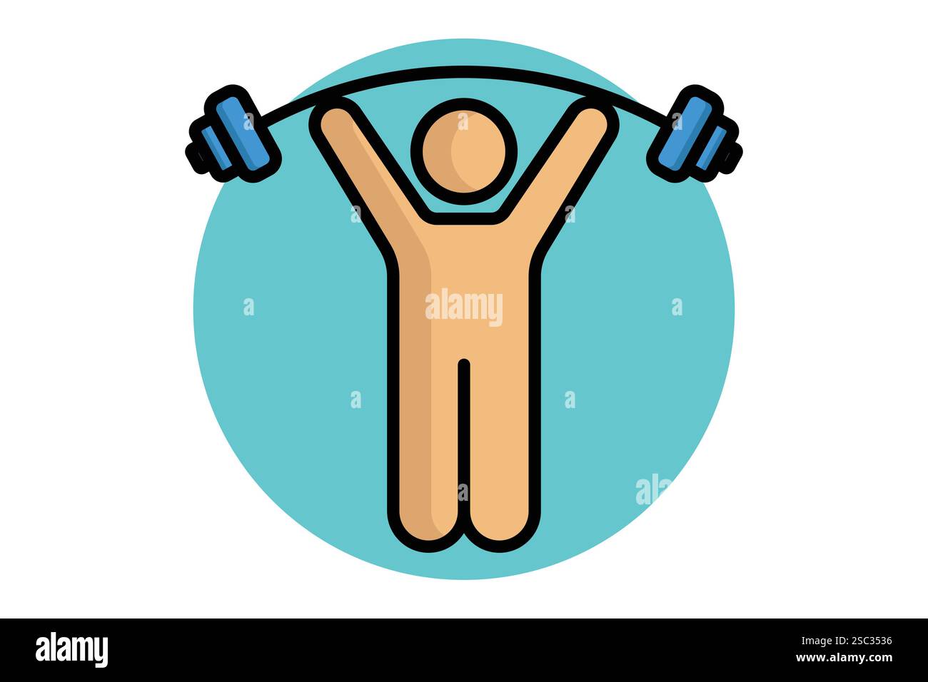 Workout icon. colored outline icon style. people lifting barbell. icon ...