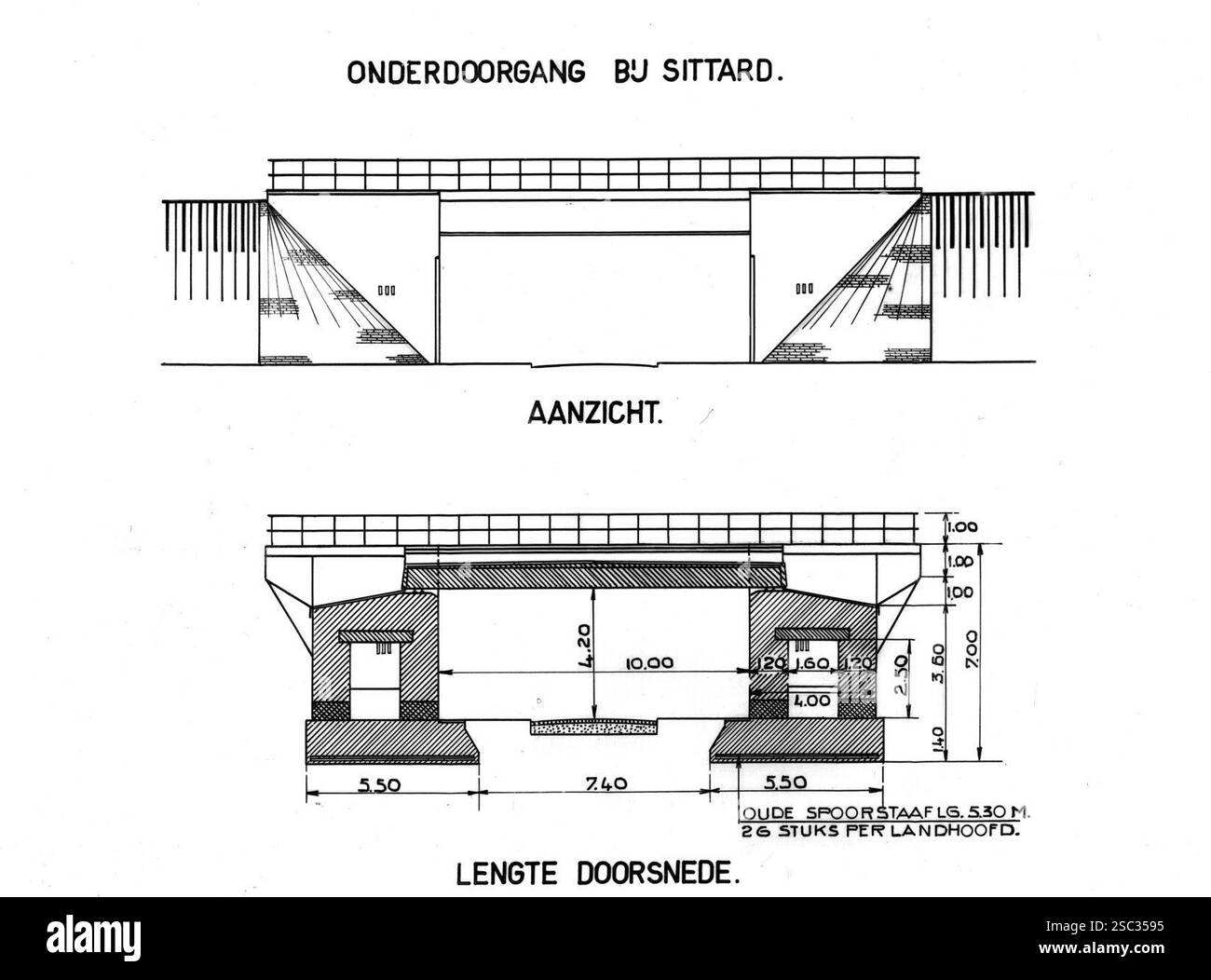 Afbeelding van een spoorviaduct nabij Sittard aanzicht en ...