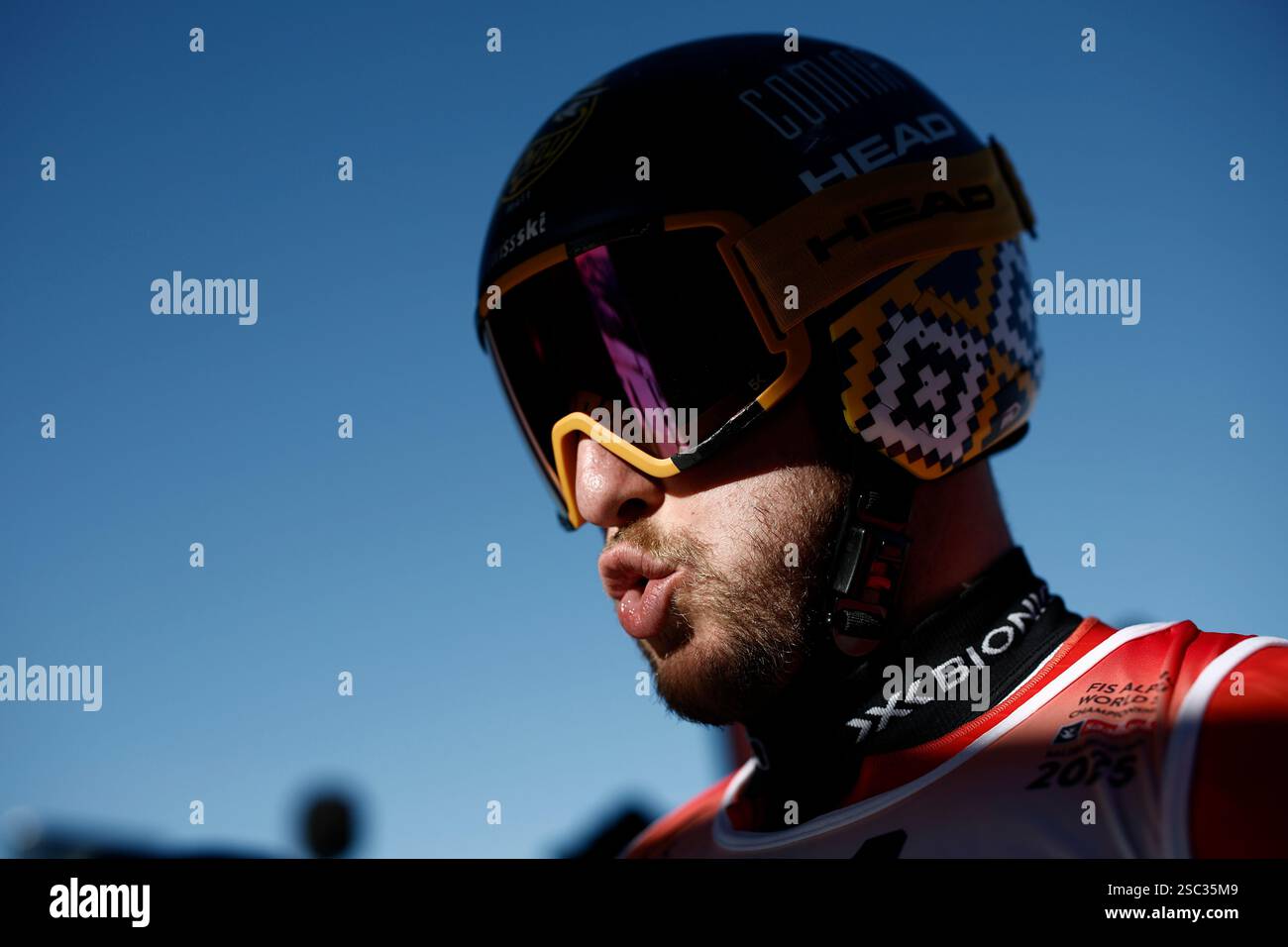 Switzerland's Justin Murisier concentrates ahead of a men's downhill ...