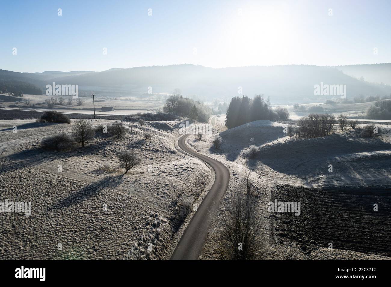 Rottweil, Germany. 05th Feb, 2025. The sun rises on the horizon in the ...