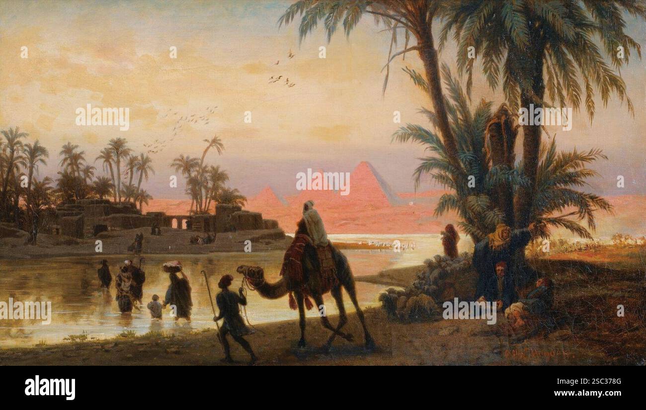 Otto Johann Heinrich Heyden - Karawane bei den Pyramiden Stock Photo ...
