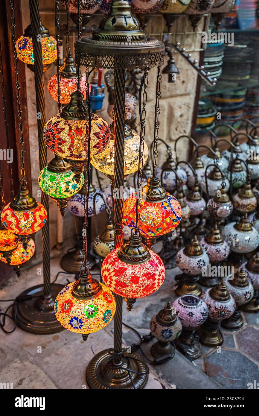 Arab street lanterns in the city of Dubai in the United Arab Emirates ...