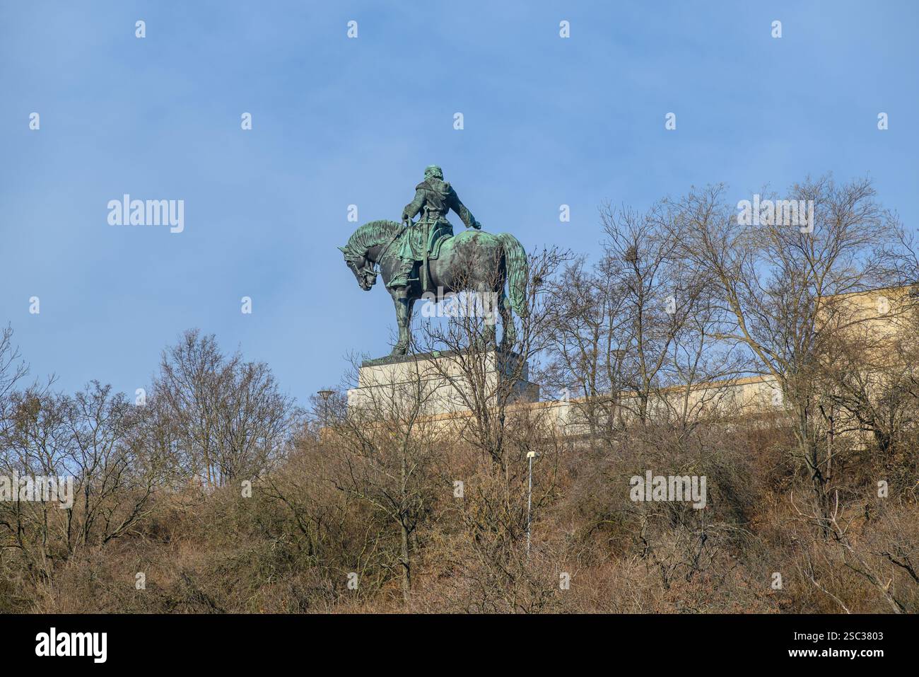 Bronze statue of Czech national hero Jan Zizka at the National Monument ...