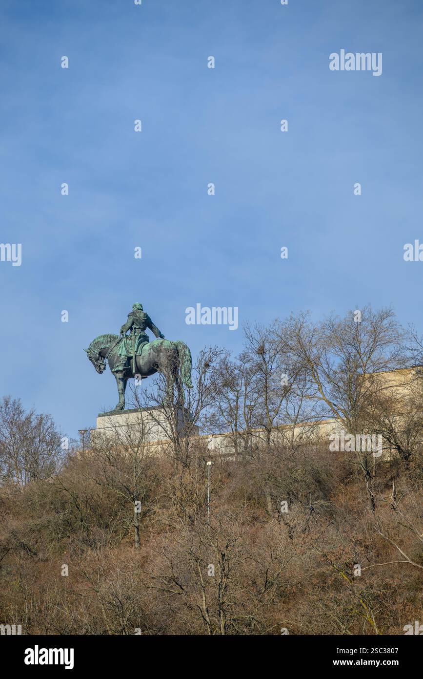 Bronze statue of Czech national hero Jan Zizka at the National Monument ...