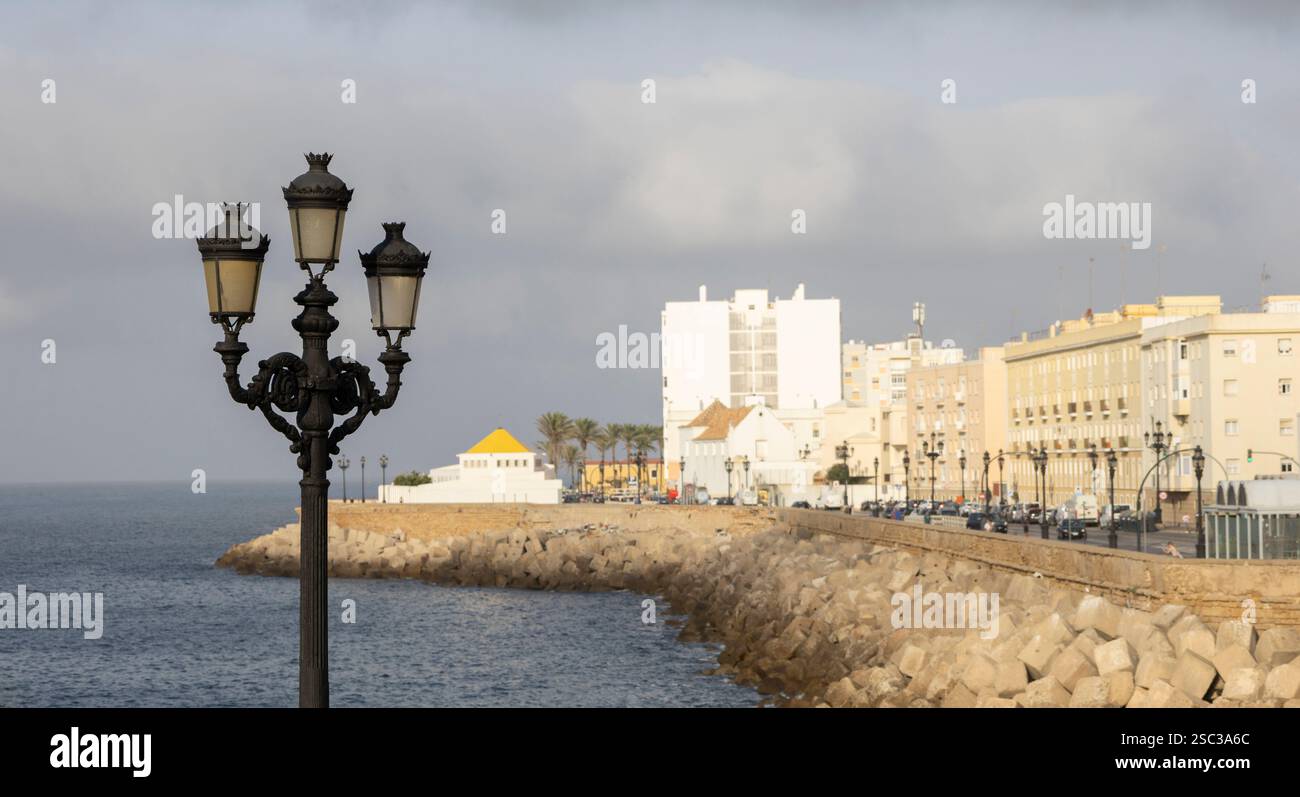 ornate art deco black Cast iron street lights in the Spanish city of ...