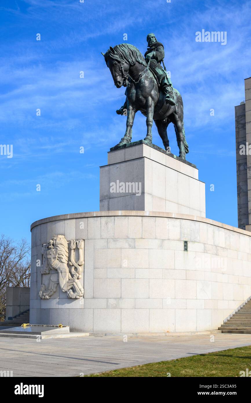 Bronze statue of Czech national hero Jan Zizka at the National Monument ...