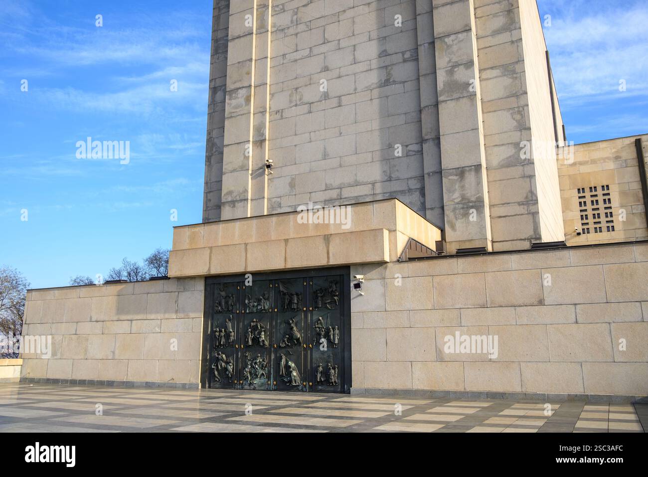 Detail of bronze doors at the National Monument at Vitkov hill in ...