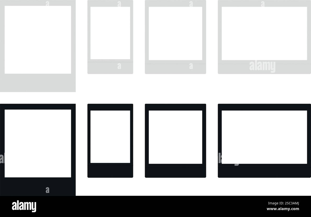 Vector pack of different textured instant films frames size Stock ...