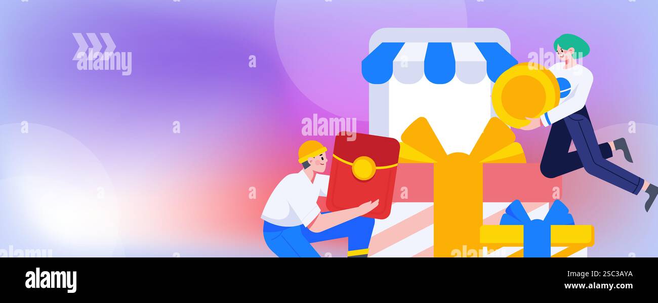 Holiday shopping people doing e-commerce online shopping flat vector ...