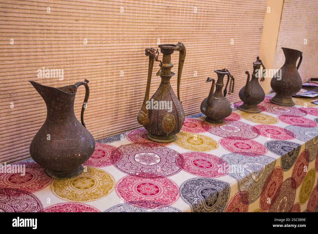 Eastern pitchers stand on a shelf in an Arab shop Stock Photo - Alamy