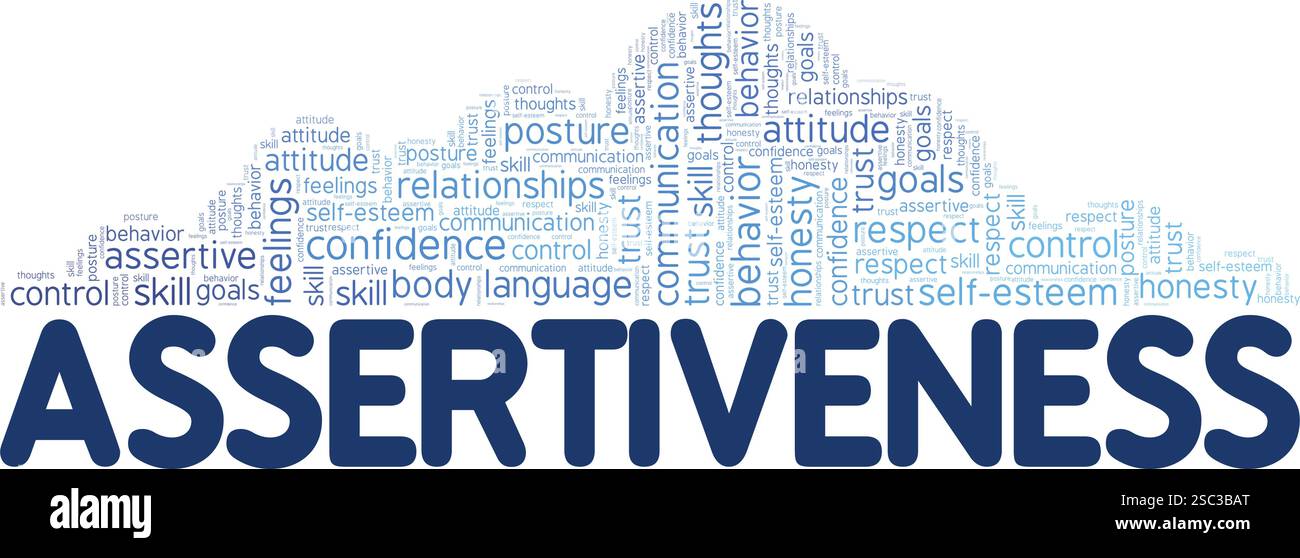 Assertiveness word cloud conceptual design isolated on white background ...