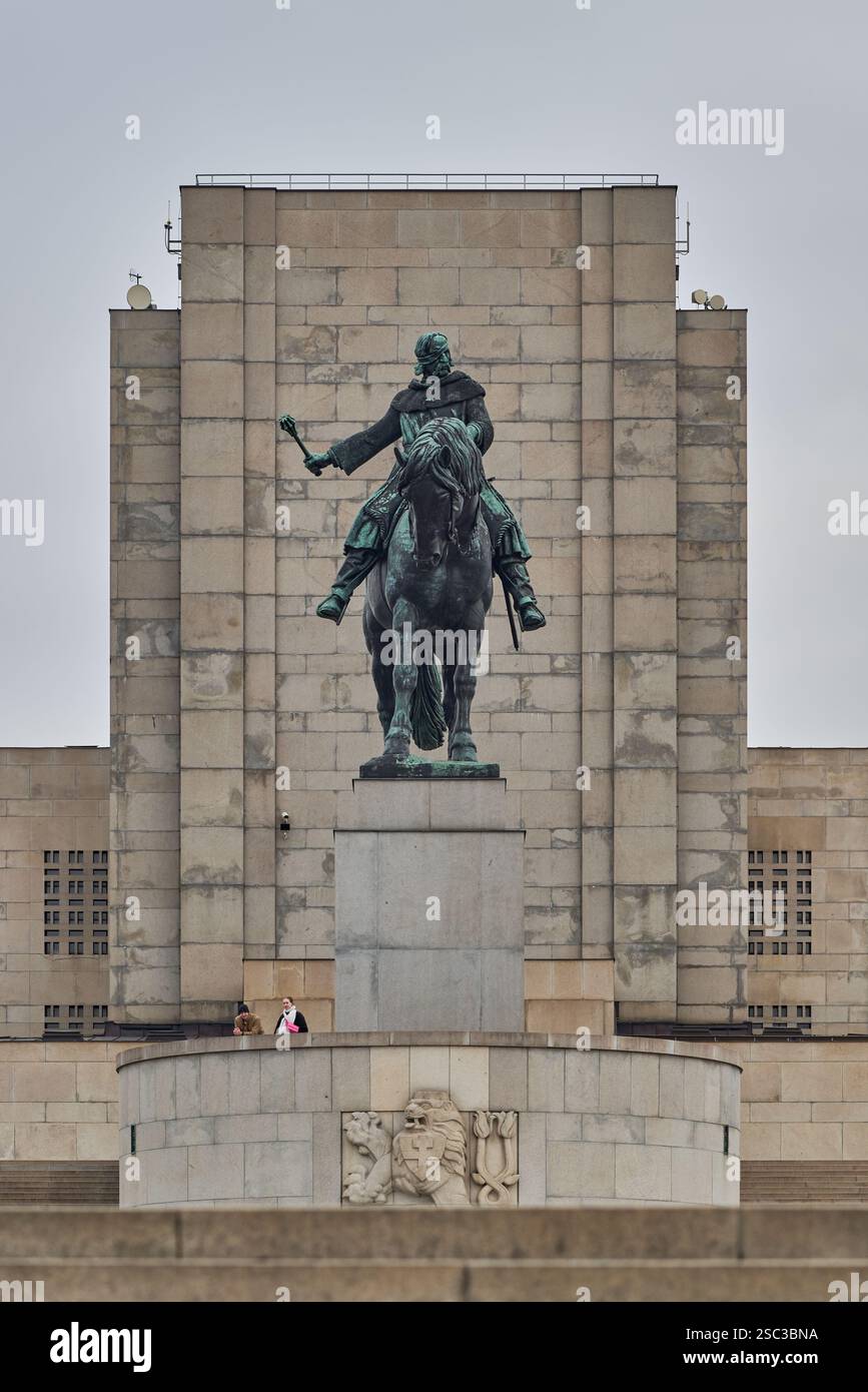 Bronze statue of Czech national hero Jan Zizka at the National Monument ...