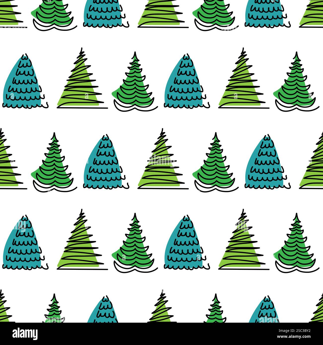 Colorful patterned trees create a whimsical design for seasonal ...