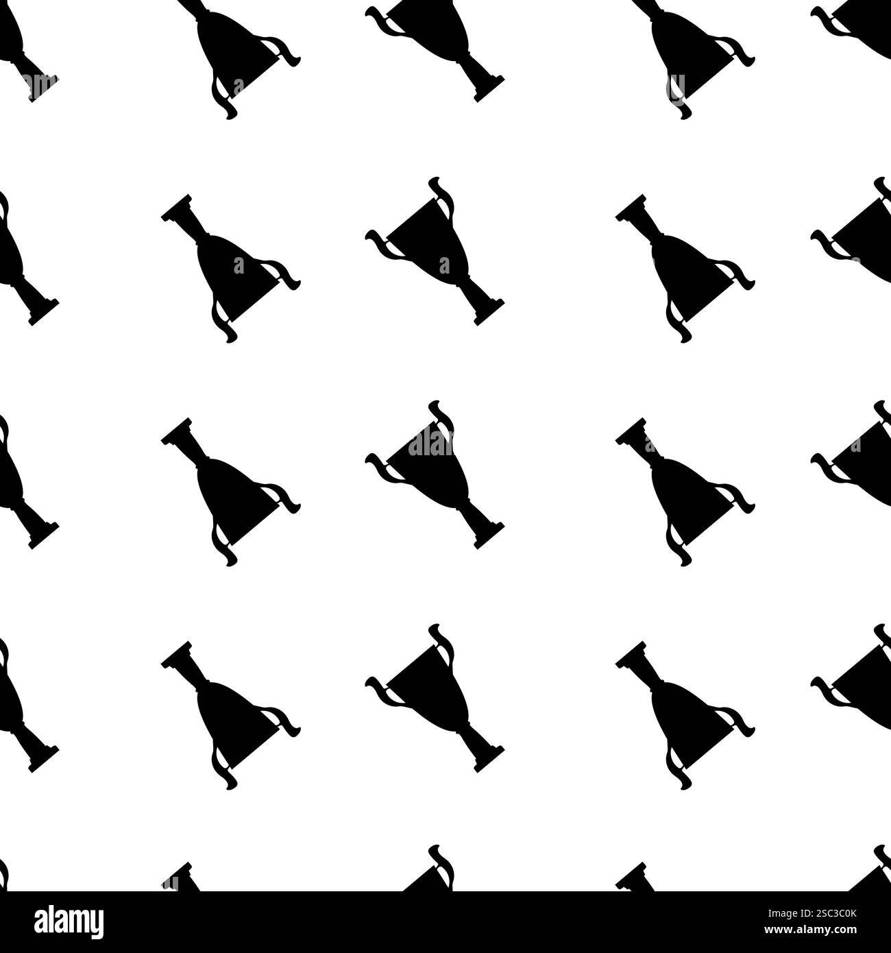Winner trophy cup seamless pattern. Black simple silhouette texture ...