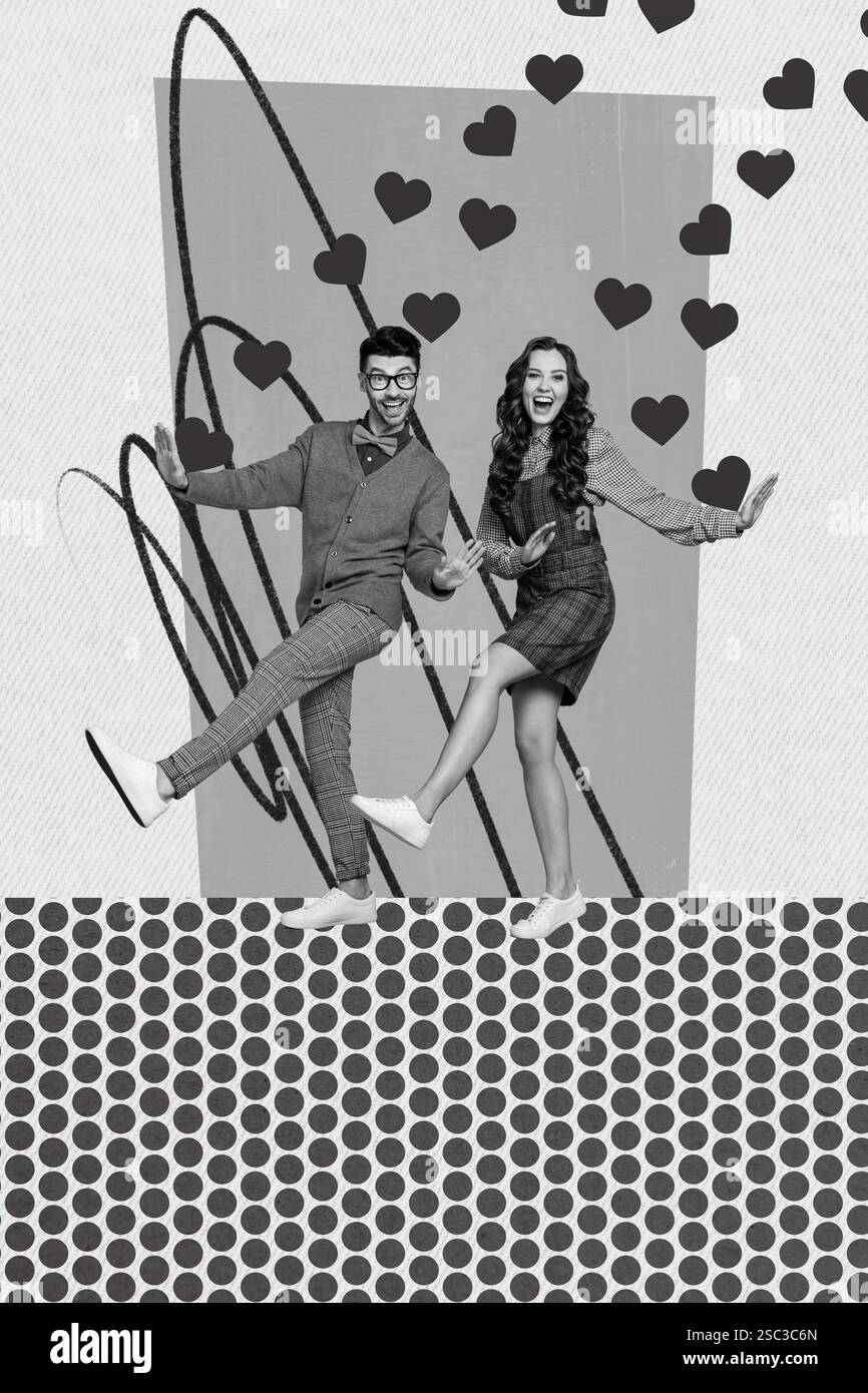 Composite collage creative photo of two people dancing together wear ...