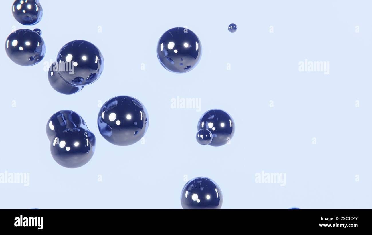 Abstract 3D horizontal falling liquid chrome metallic reflection silver ...