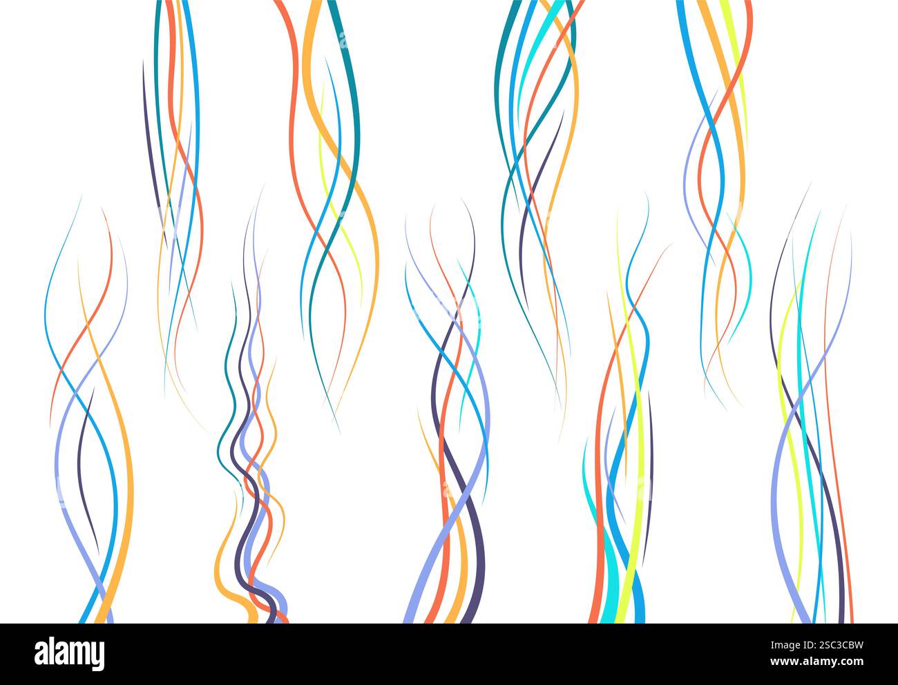Set of abstract color curved lines. Wave design element. Vector ...