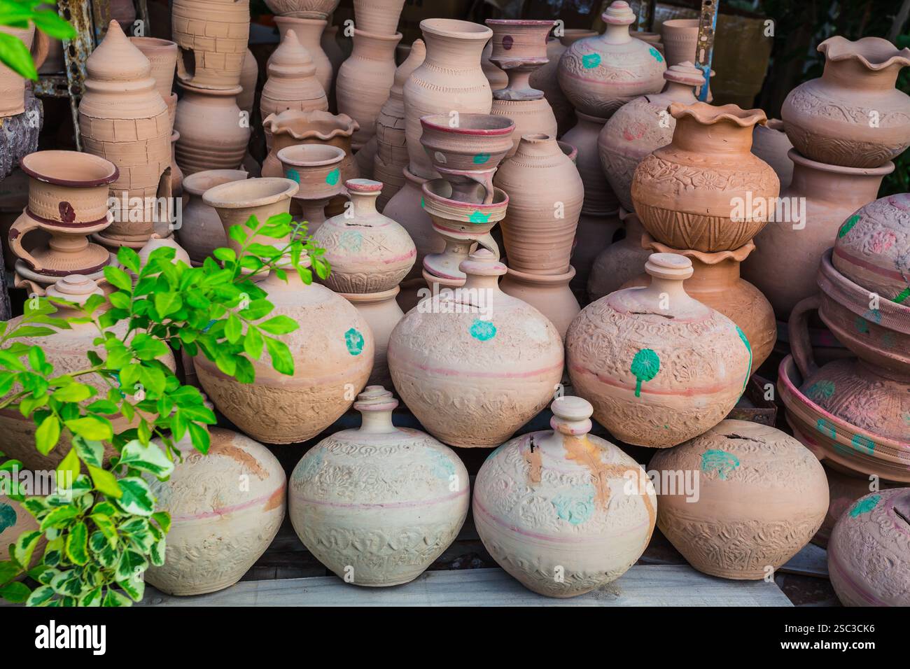 Eastern pitchers stand on a shelf in an Arab shop Stock Photo - Alamy