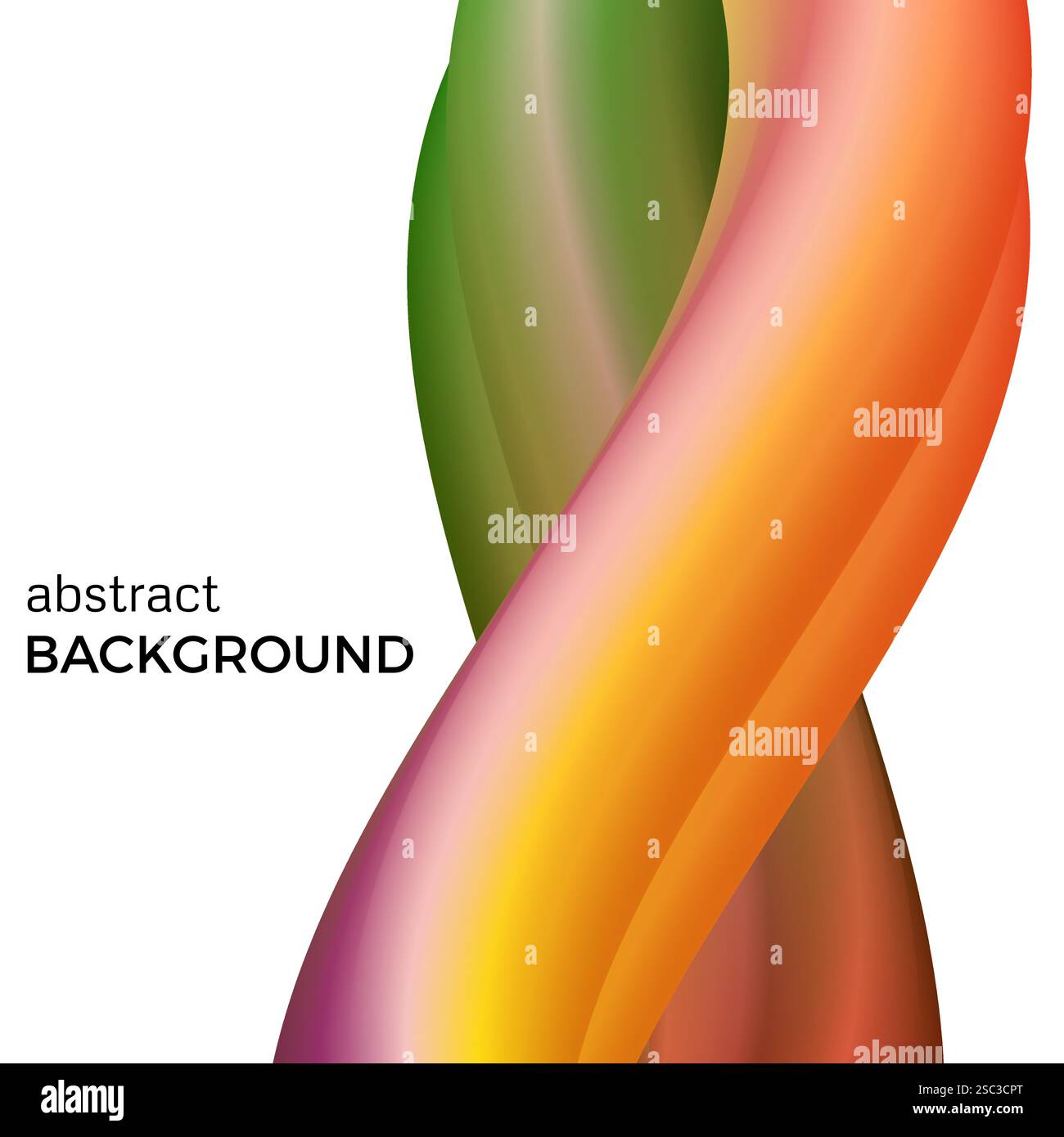 Color abstract composition of the orange and green watercolor waves ...