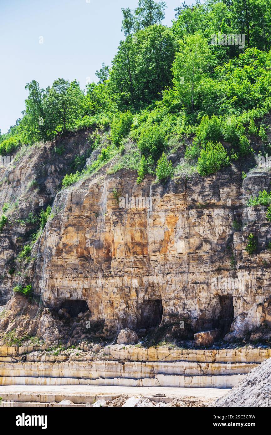 caves for mining of limestone in the village Shiryaevo Samara region in ...