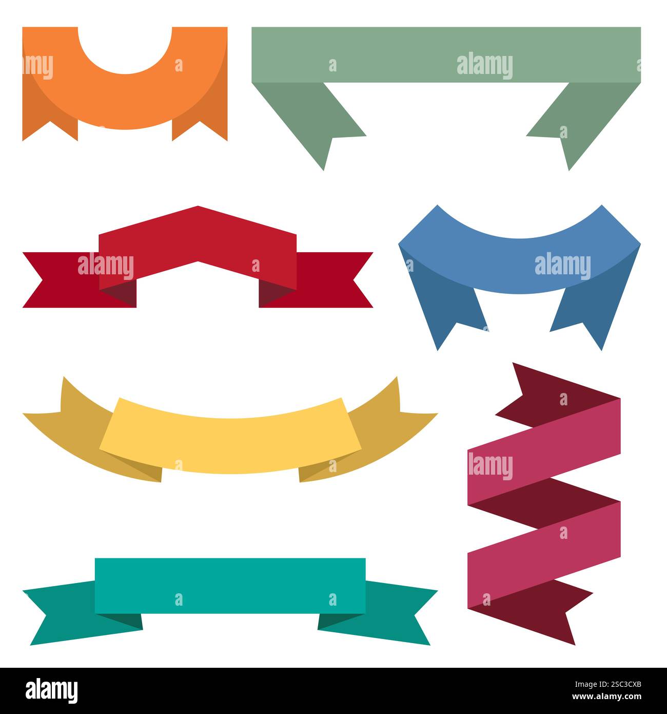 Set of seven colorful ribbons and banners for web design. Great design ...