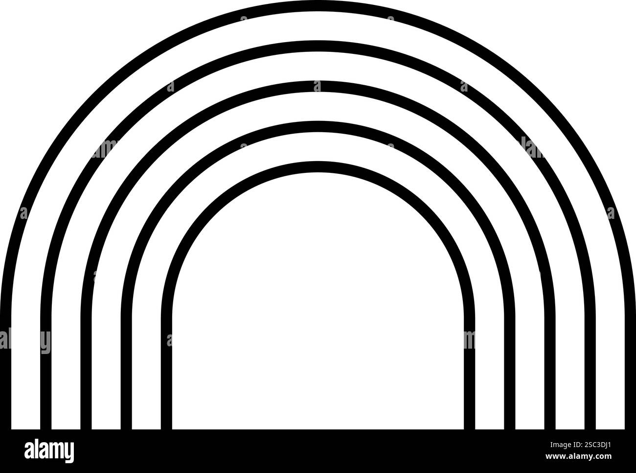 Repeated archway lines. Rainbow shape. Arch geometric figures in trendy boho style. Minimalistic ...