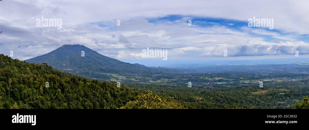 Panoramic view of indonesian mountain located in java island, Banten ...