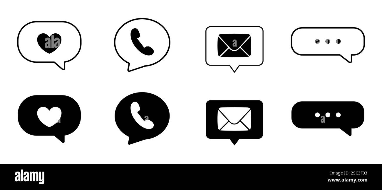 Social media icons set. Communication and interaction on Internet. Call ...