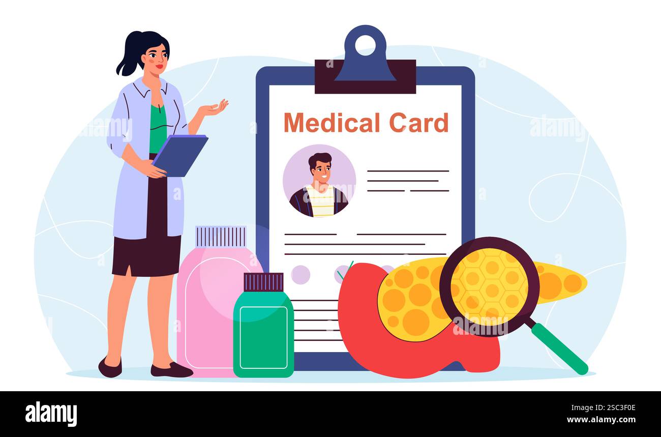 Doctor with medical card. Woman in medical uniform with magnifying ...