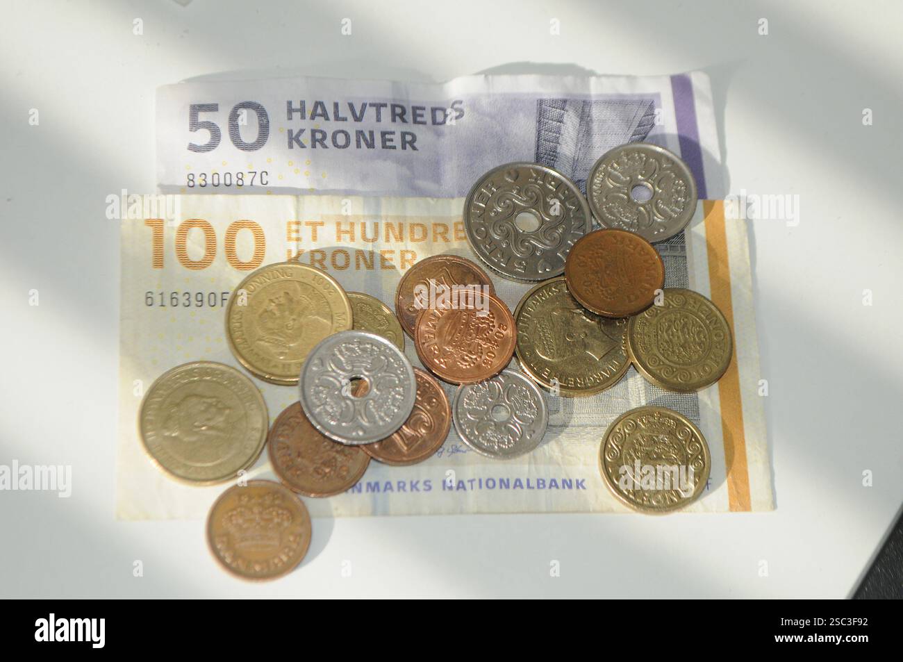 Copenhagen/ Denmark/05 .FEBRUARY 2025/Danish kroner notes or bills and ...