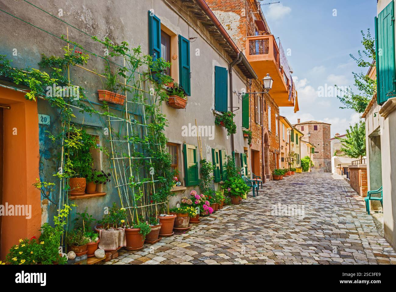 typical Italian street in a small provincial town of Tuscan, Italy ...