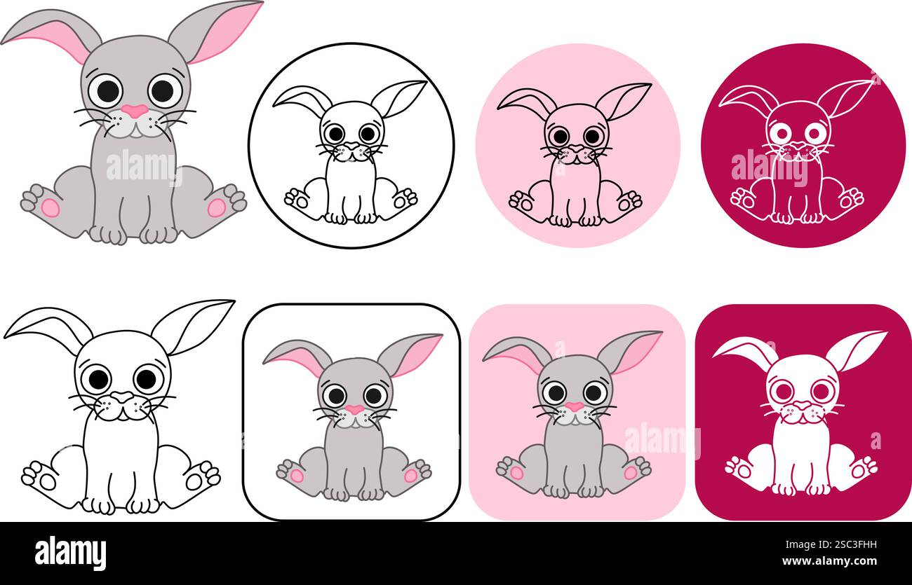 Cute rabbit vector illustration logo. Bunny cartoon character. Animal ...