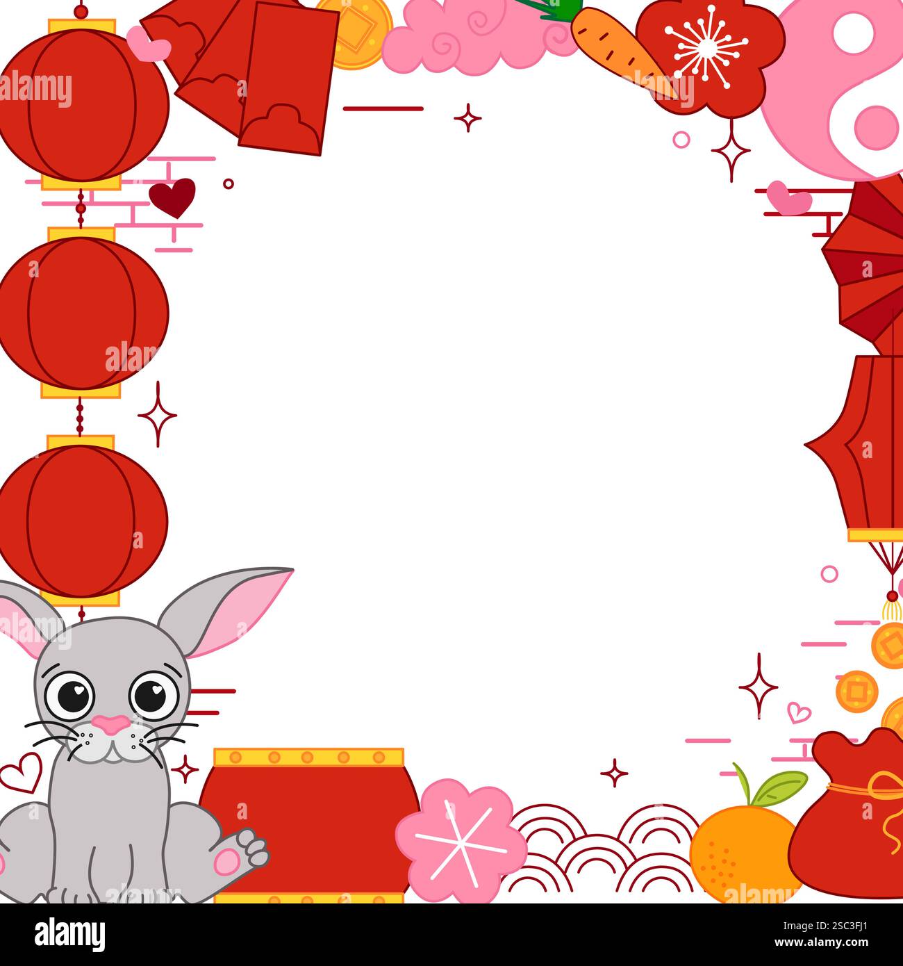 Classic Chinese elements 2035 bunny rabbit lunar lantern festival CNY ...