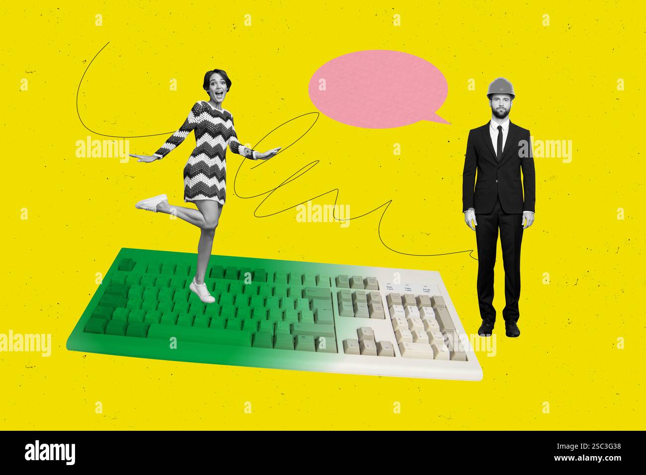 3D photo collage template trend artwork of profession vacancy ...