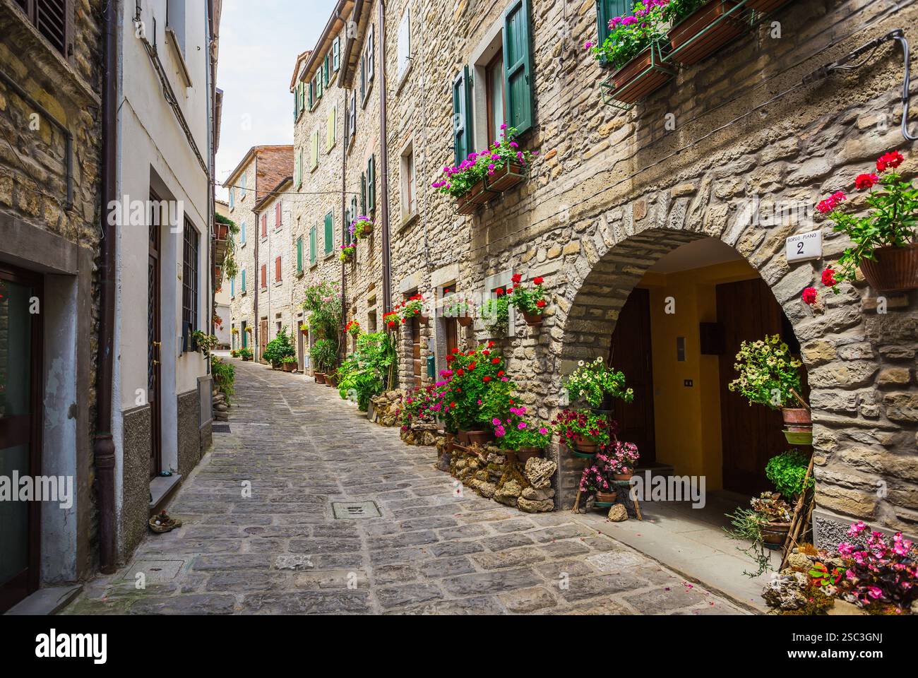 ITALY - JUNE 23, 2014: Typical Italian street in a small provincial ...