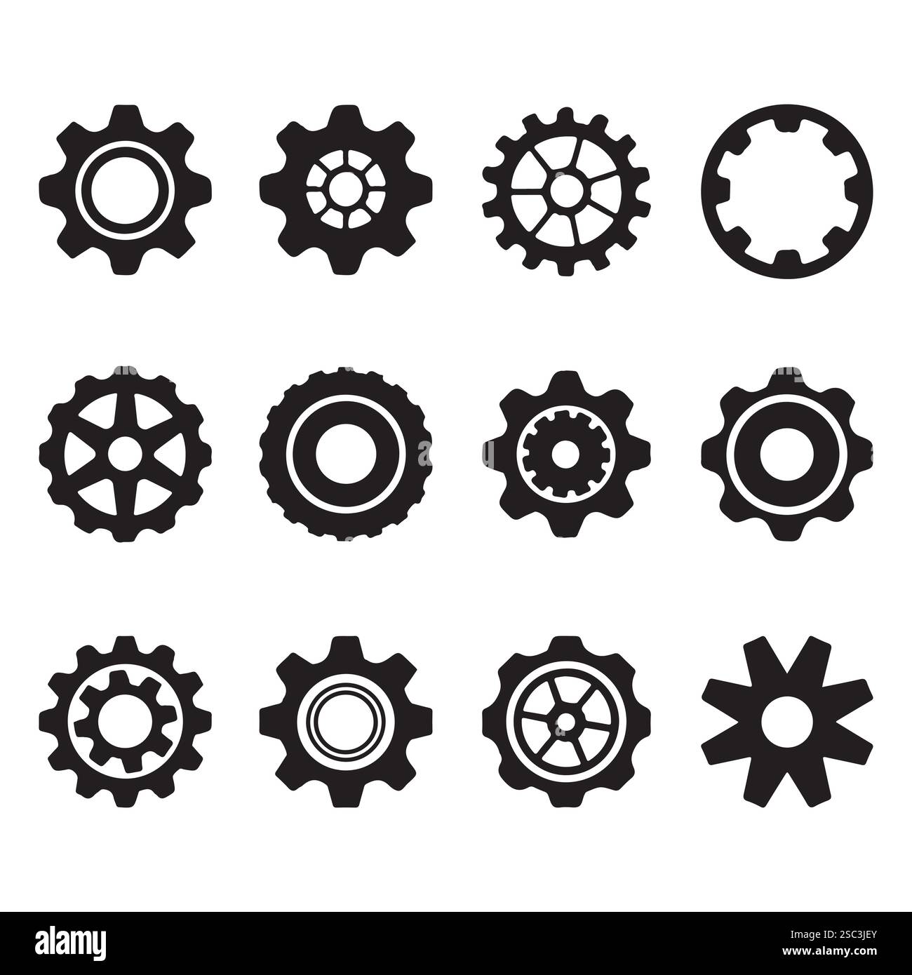 Gear Icons Set | Mechanical, Engineering, and Settings Symbol ...