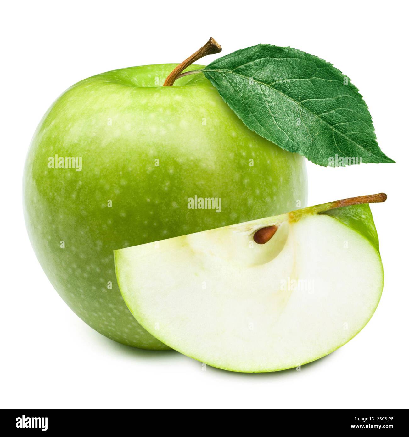Green apples and half of apple Isolated on a white background Stock ...