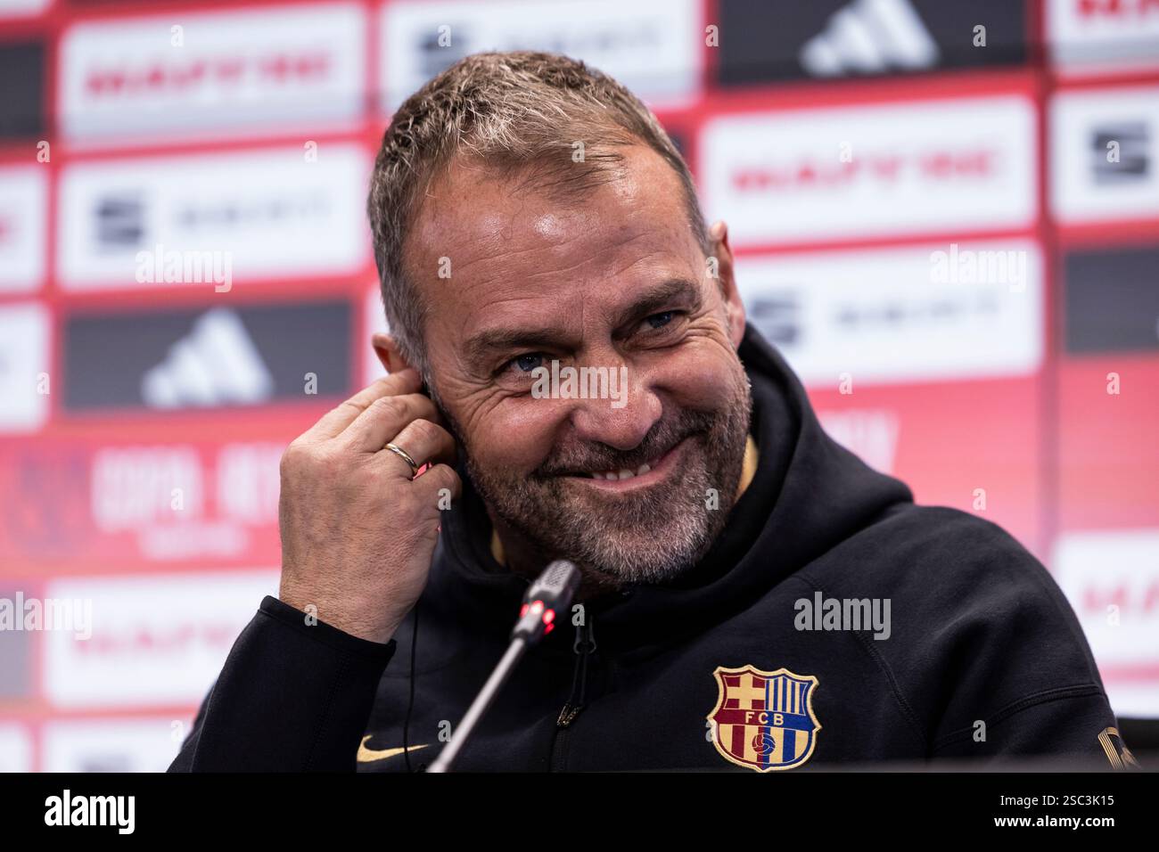 Hansi Flick, head coach of FC Barcelona attends his press conference ...
