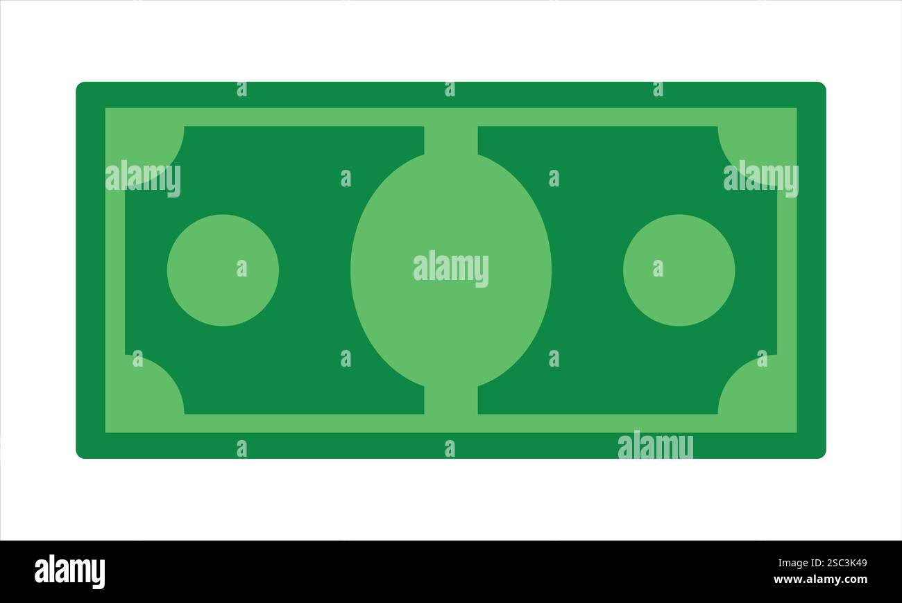 Blank cash, money note, template in green color with rectangular shape, vector illustration ...